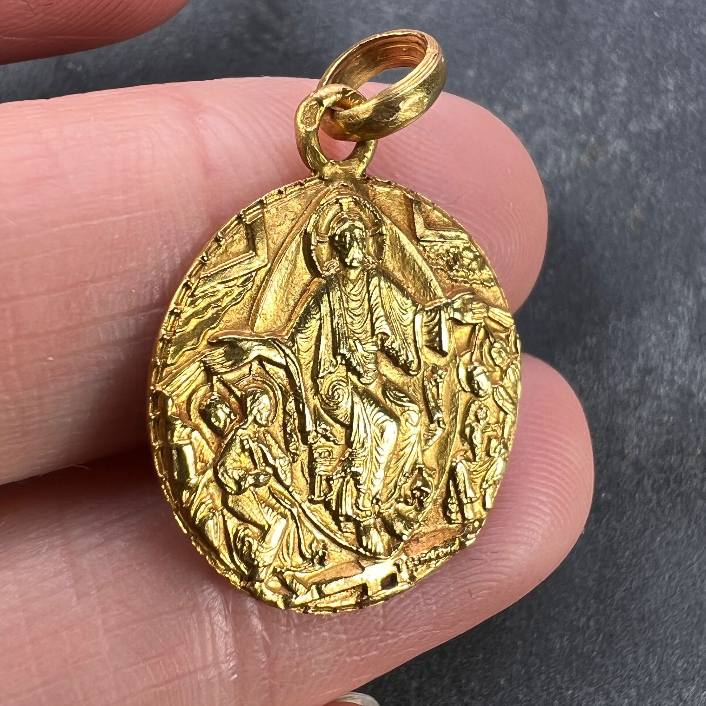 French Jesus Christ on Throne 18K Yellow Gold Medal Pendant - Etsy