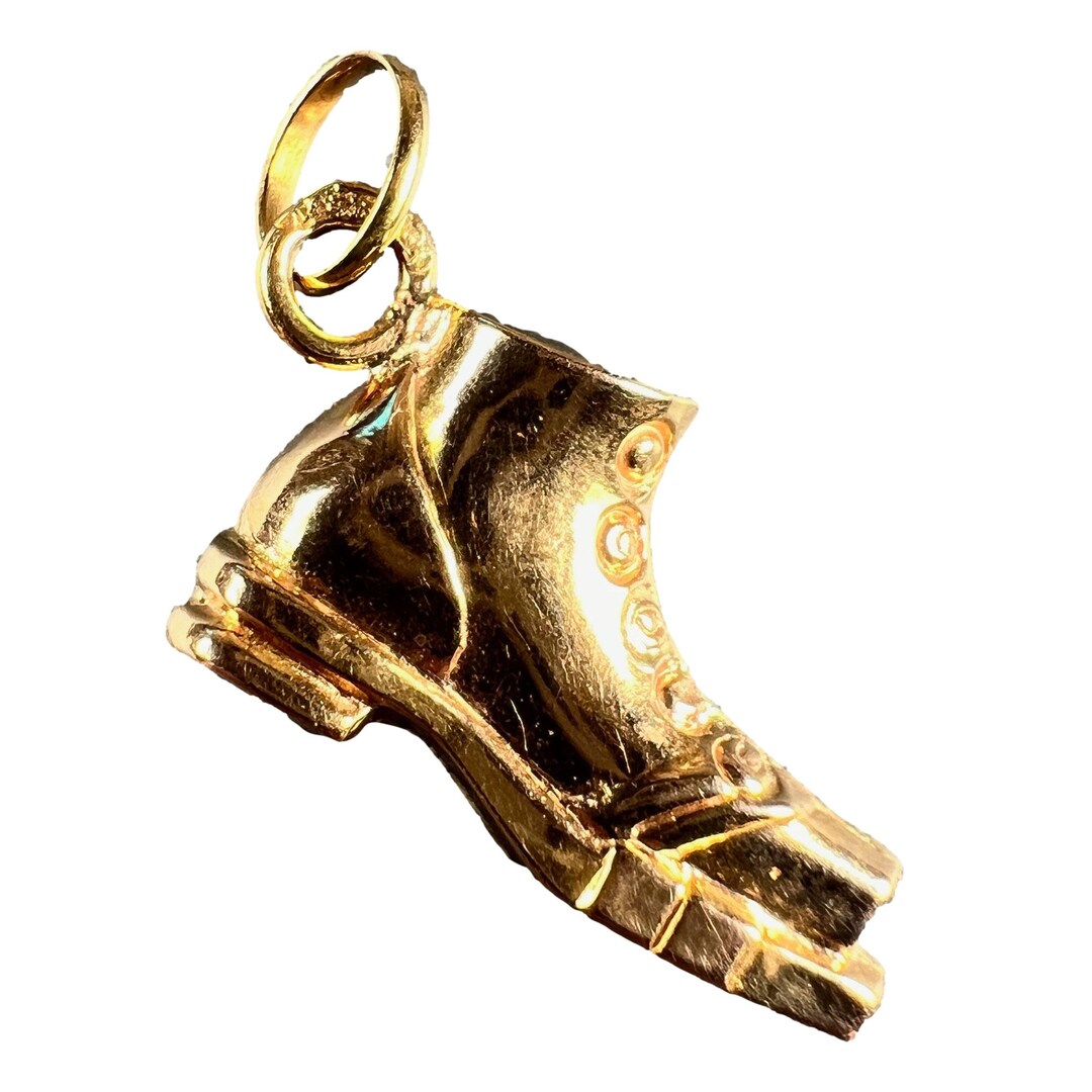 French Boot Shoe 18K Yellow Gold Charm Pendant - Etsy