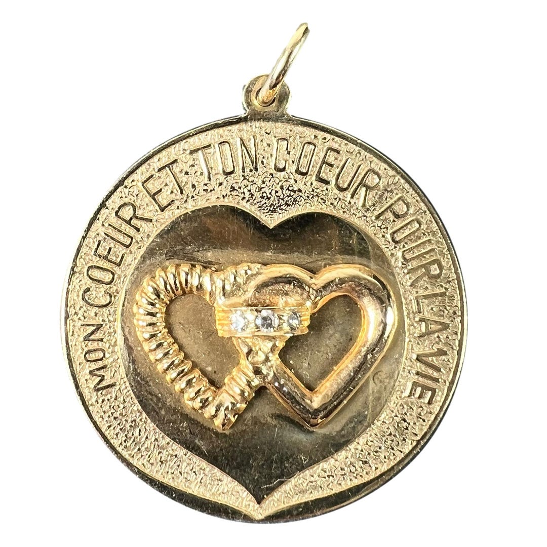 Merrin Marriage Two Hearts for Life 14K Yellow Gold Diamond Love Charm ...