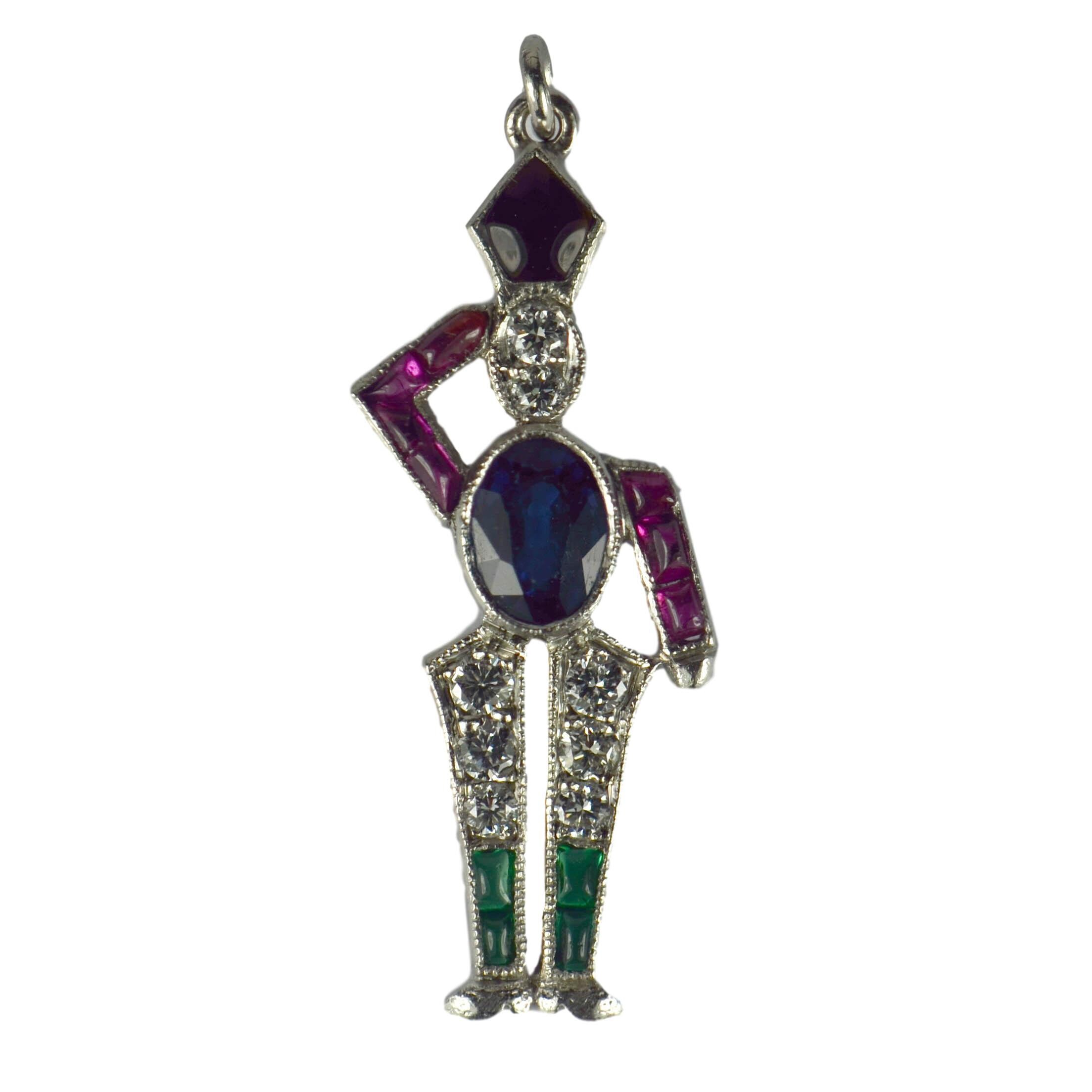 Art Deco Platinum Emerald Ruby Sapphire Diamond Soldier Charm - Etsy