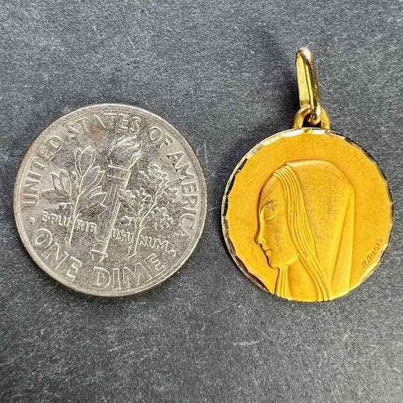French Augis Virgin Mary 18K Yellow Gold Religious Me… - Gem