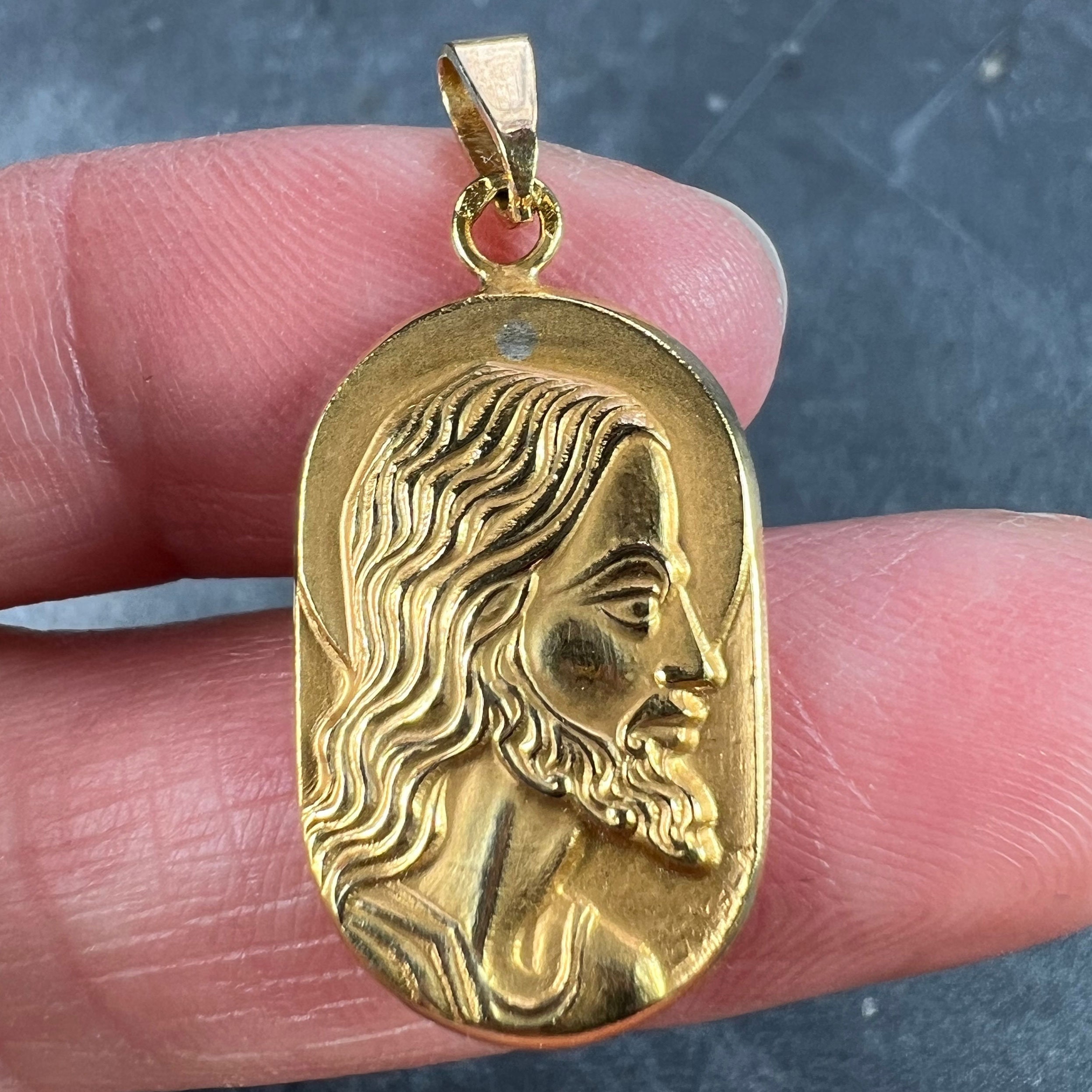 French Butsch 18K Yellow Gold Jesus Christ Medal Charm Pendant - Etsy