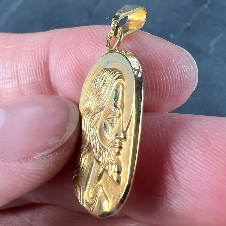 French Butsch 18K Yellow Gold Jesus Christ Medal Charm Pendant - Etsy