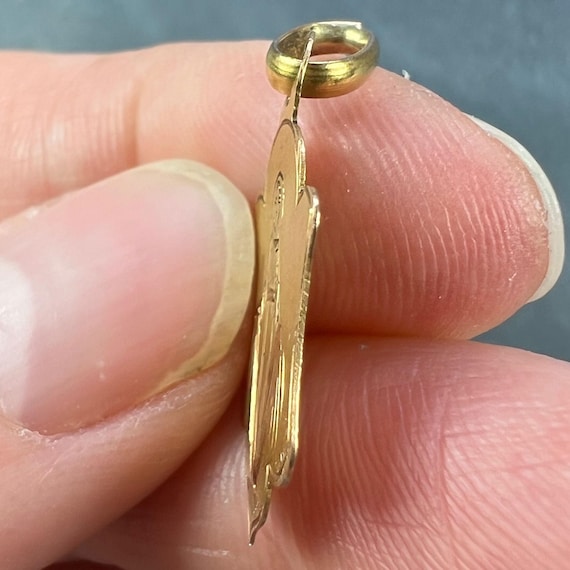 French Virgin Mary 18K Yellow Gold Antique Engraved C… - Gem