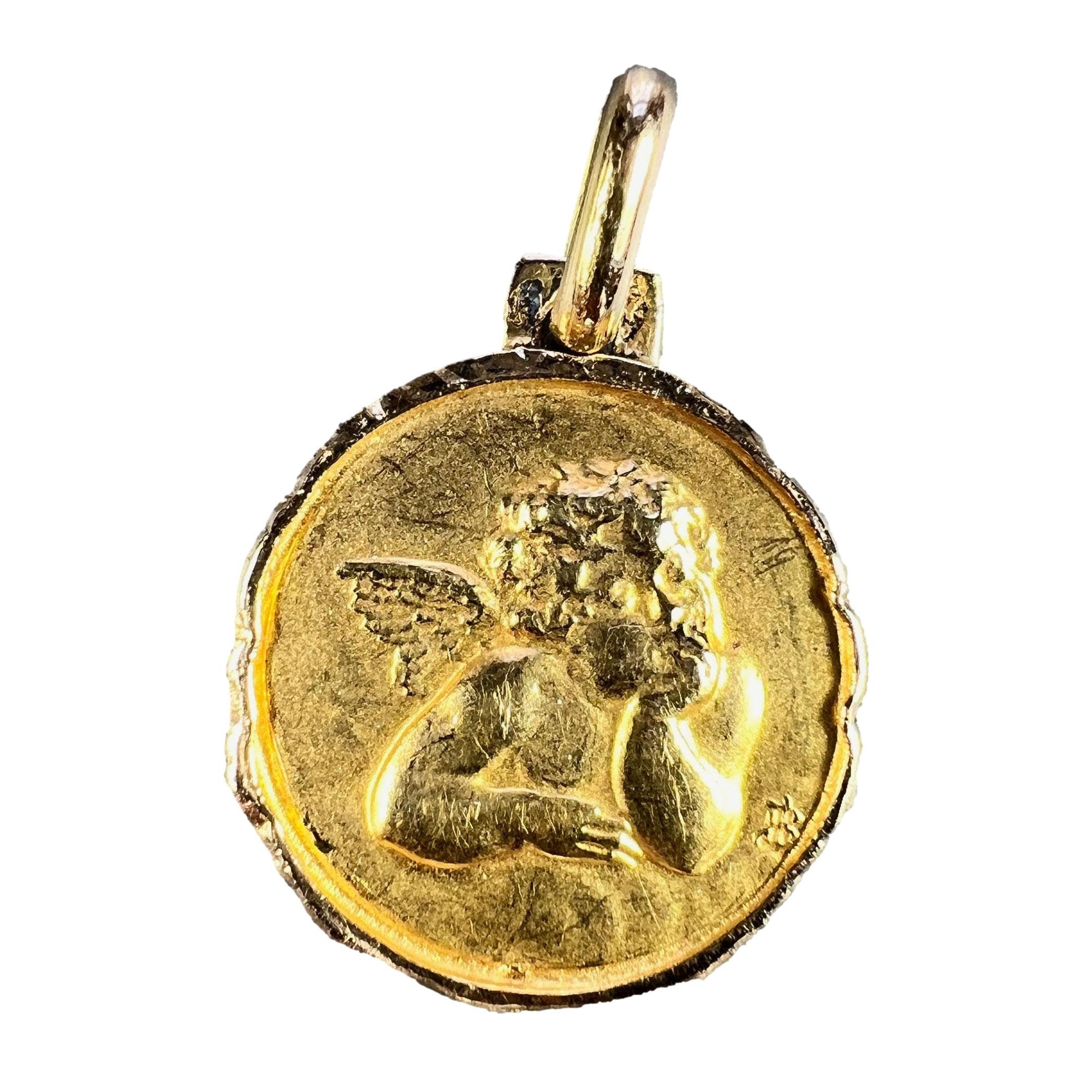 French Raphaels Cherub 18K Yellow Gold Medal Pendant - Etsy