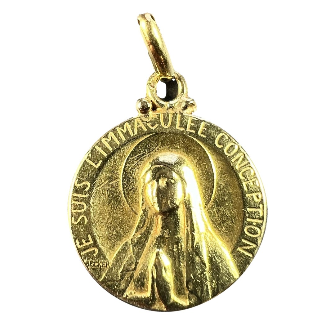 French Becker Virgin Mary 18K Yellow Gold Charm Pendant - Etsy