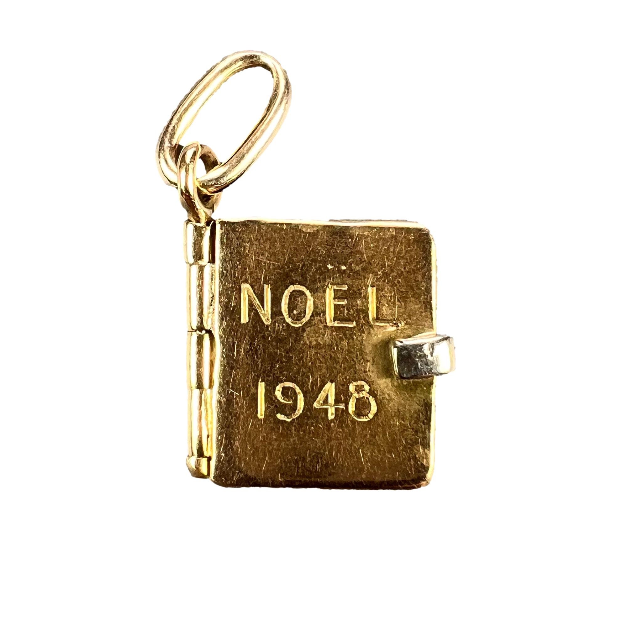 French Christmas Book 18K Yellow White Gold Charm Pendant - Etsy