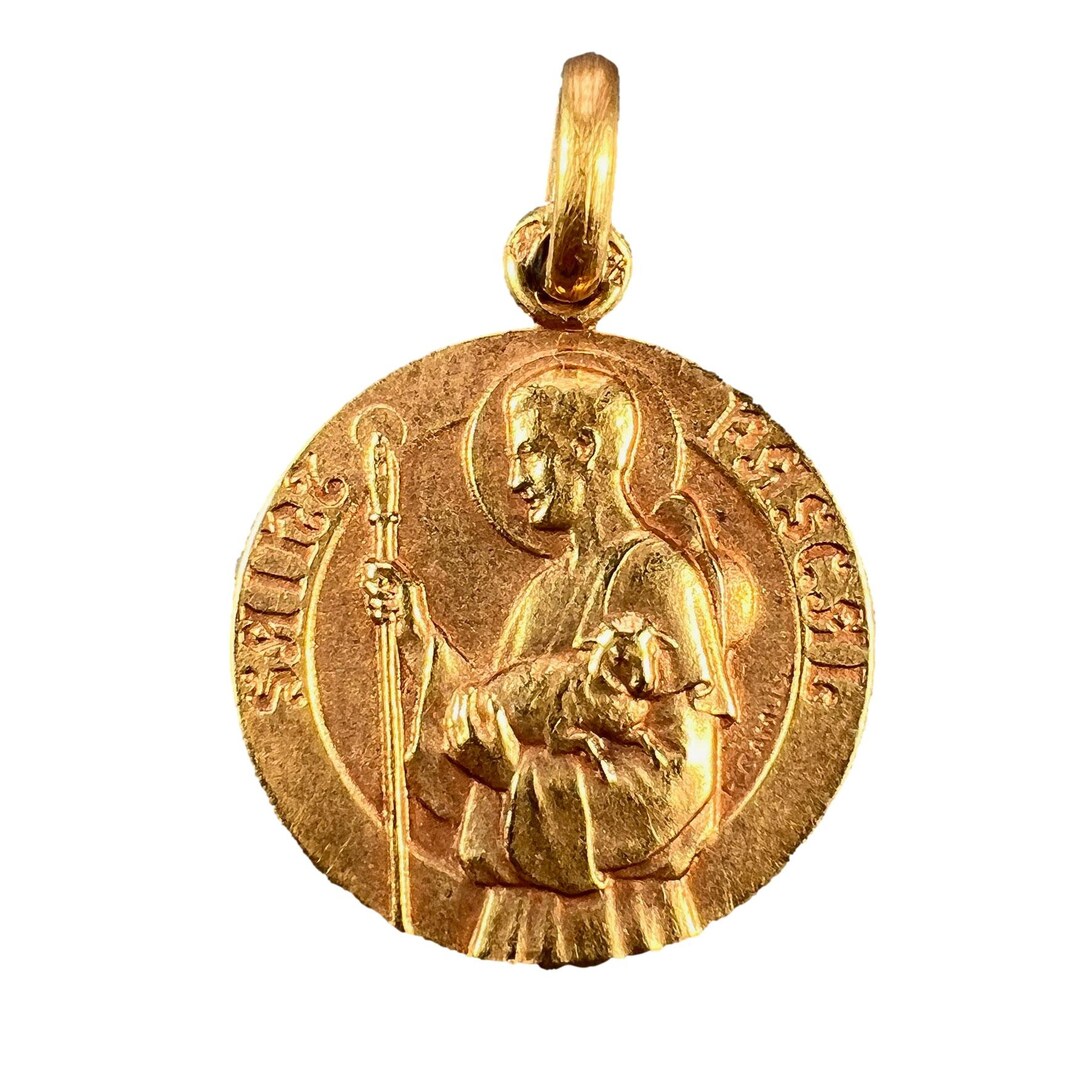 French Saint Pascal 18K Yellow Gold Charm Pendant - Etsy