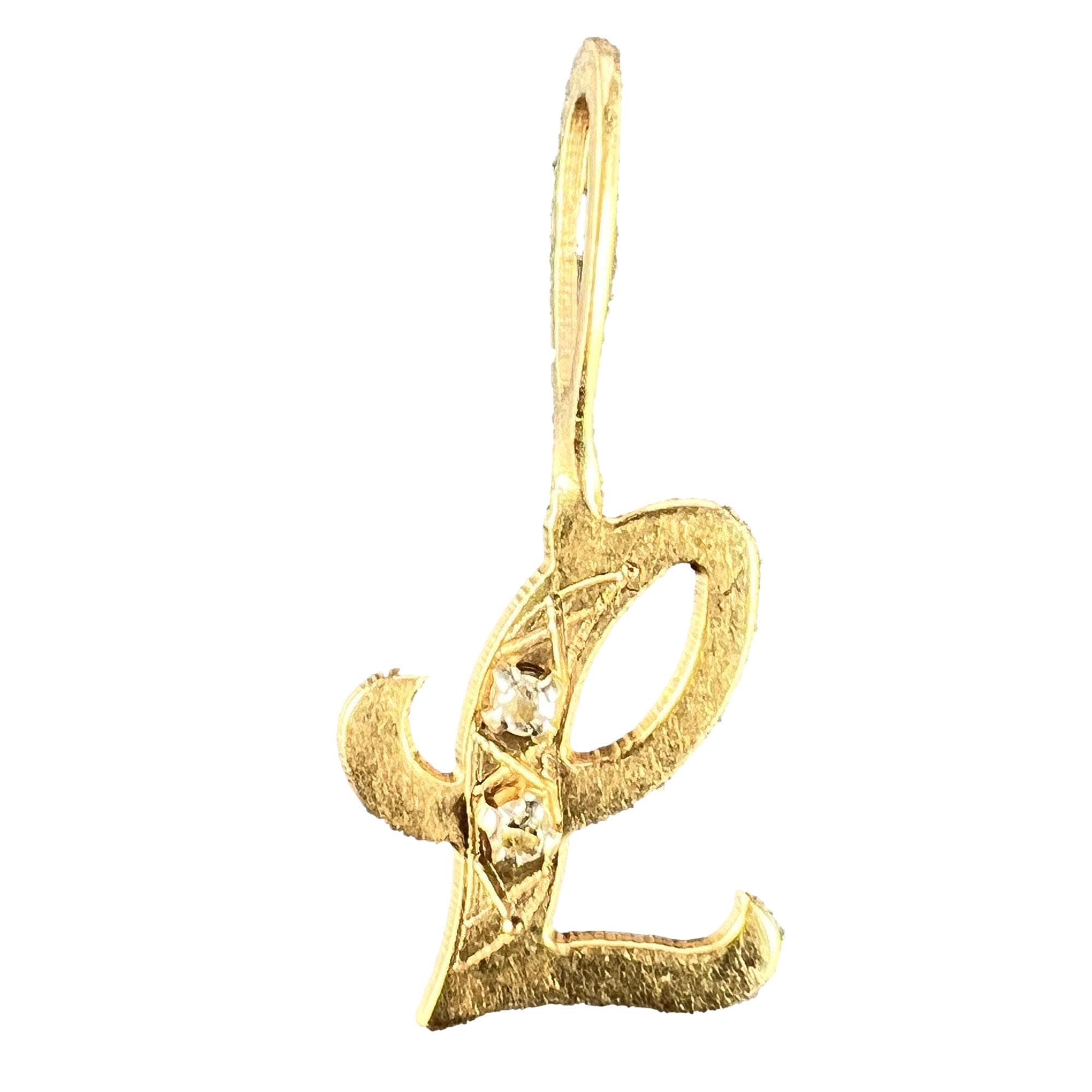 Letter L 18K Yellow Gold Diamond Charm Pendant - Etsy