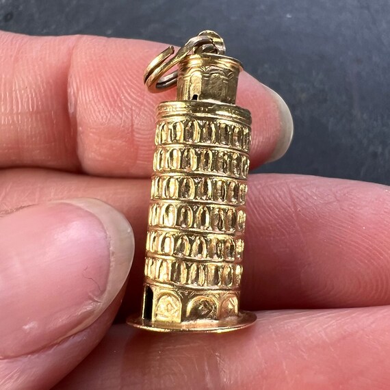 Italian Leaning Tower of Pisa 18K Yellow Gold Charm P… - Gem