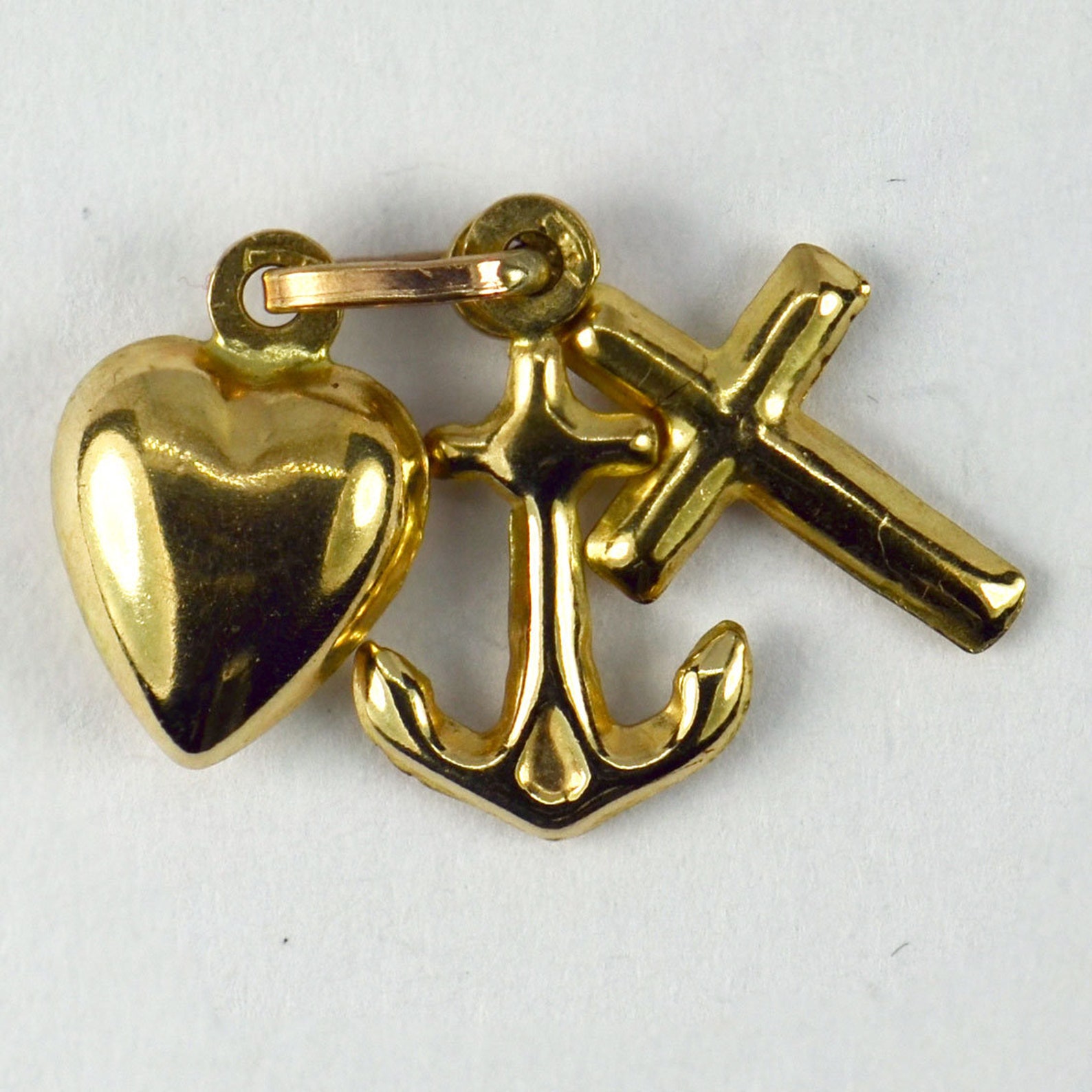 9K Yellow Gold Faith Hope and Love Charm Pendant - Etsy