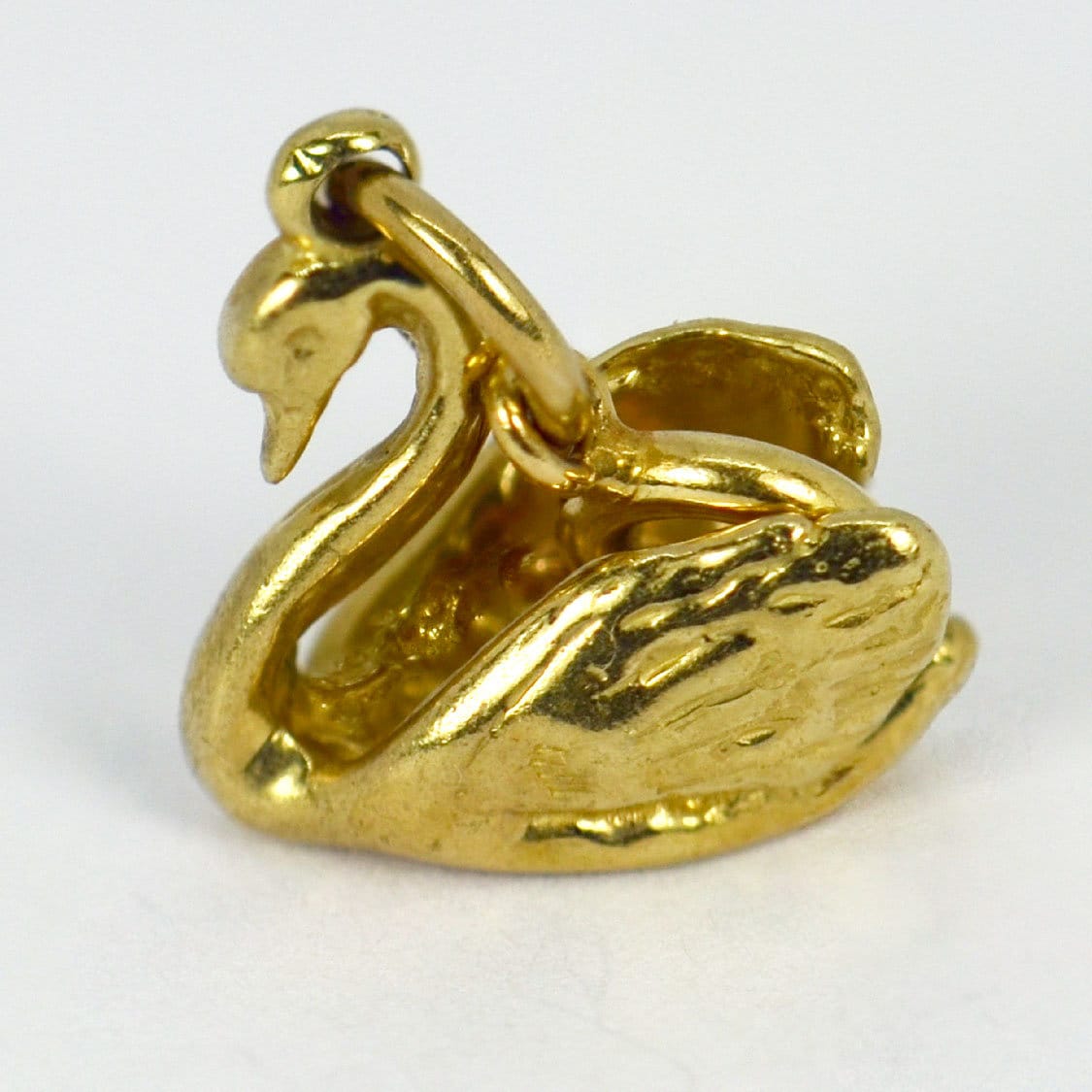 9K Yellow Gold Swan Charm Pendant | Etsy