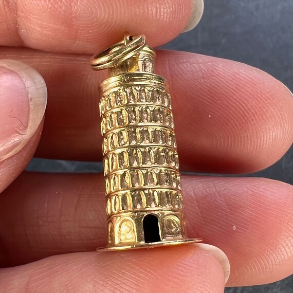 Italian Leaning Tower of Pisa 18K Yellow Gold Charm P… - Gem
