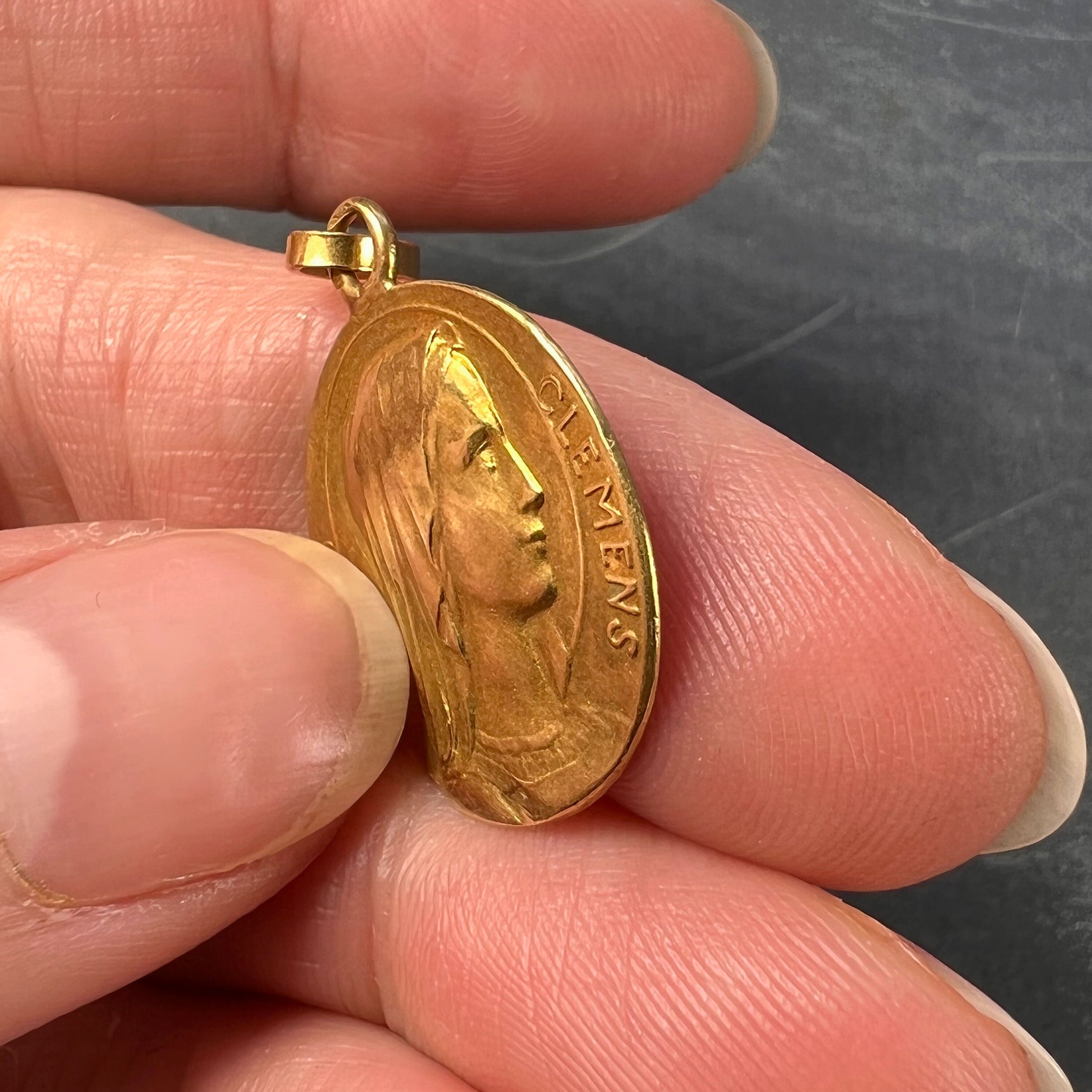 French Dropsy 18K Yellow Gold Virgin Mary Charm Pendant - Etsy