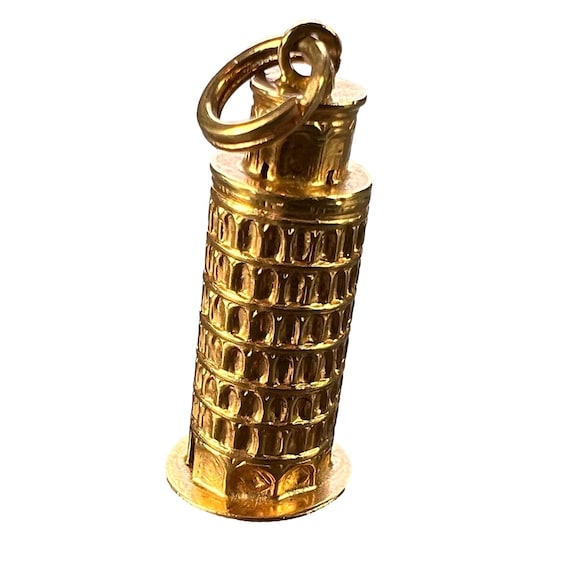 Italian Leaning Tower of Pisa 18K Yellow Gold Charm P… - Gem