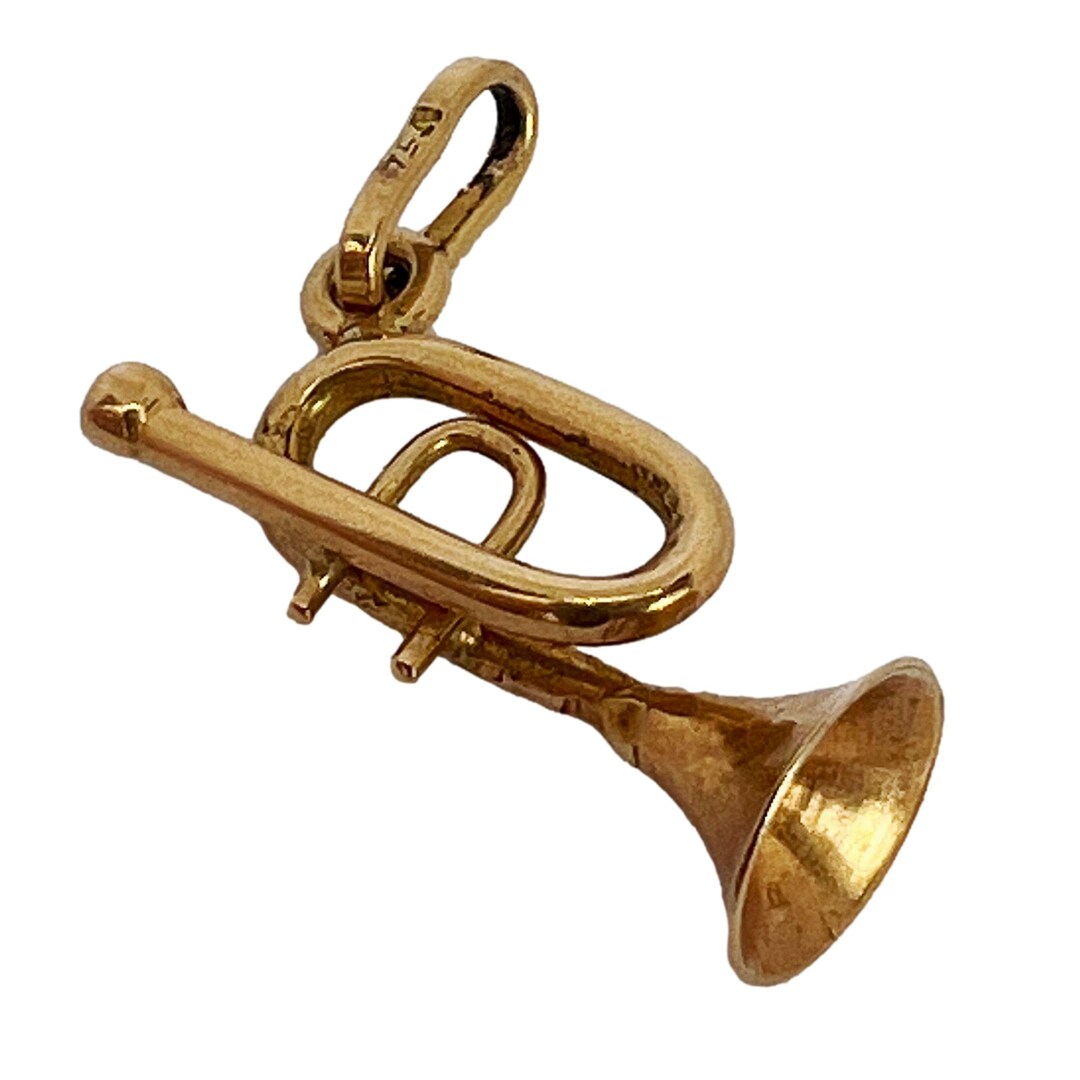Trumpet 18K Yellow Gold Charm Pendant - Etsy