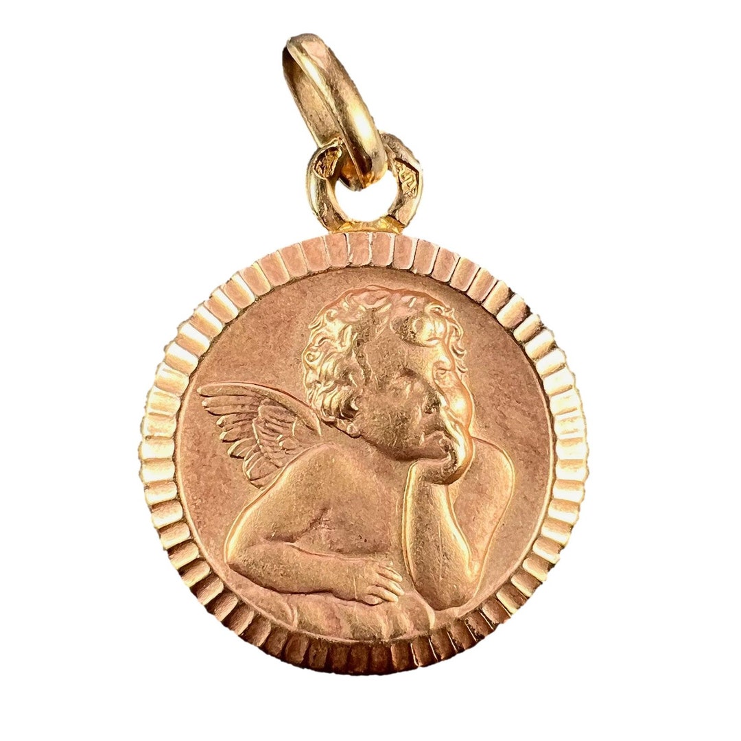 French Raphael’s Cherub 18K Rose Gold Charm Pendant - Etsy
