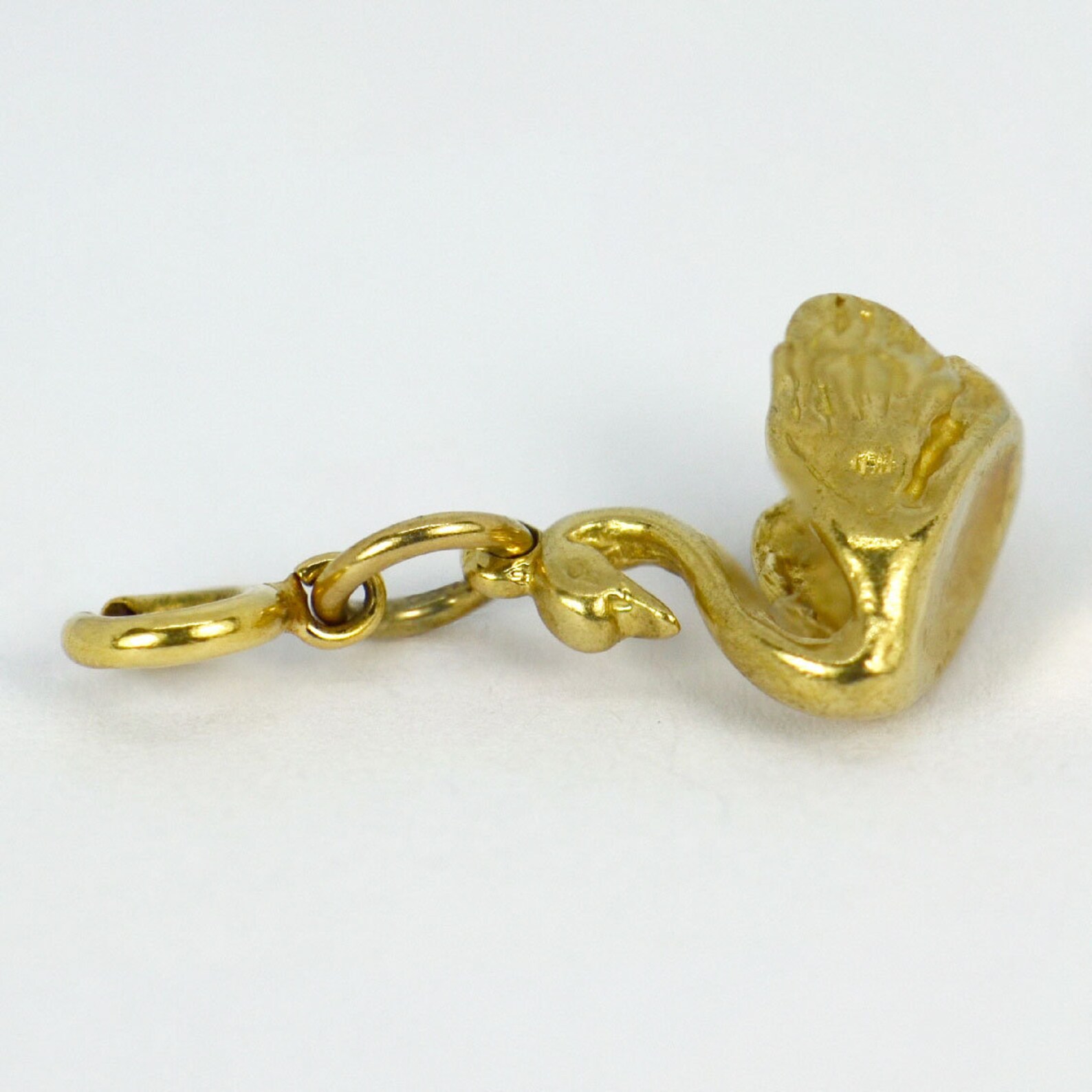 9K Yellow Gold Swan Charm Pendant | Etsy