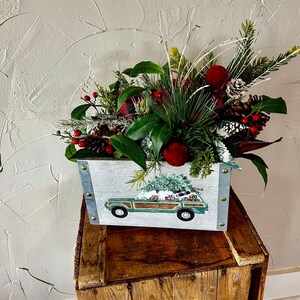 Family Truckster Christmas/winter Arrangement in Rustic Wood Box With ...