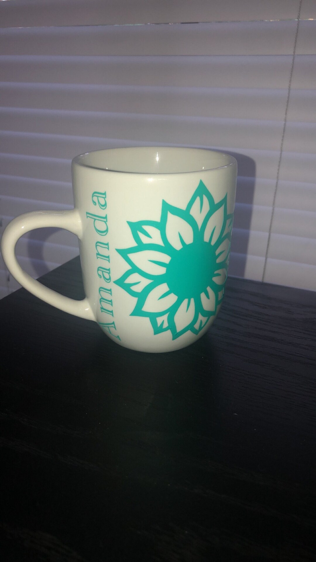 Coffee Cup With Flower and Name Decals. Coffee/ Cups/ Coffee Cups ...
