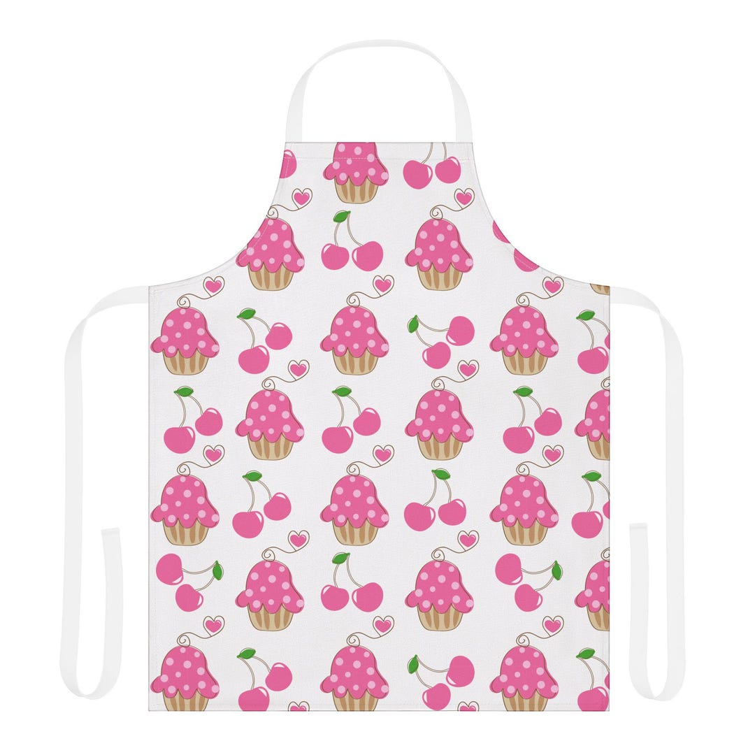 Pink Cherry Cupcake Pattern Apron | Cute Baking Apron - Etsy