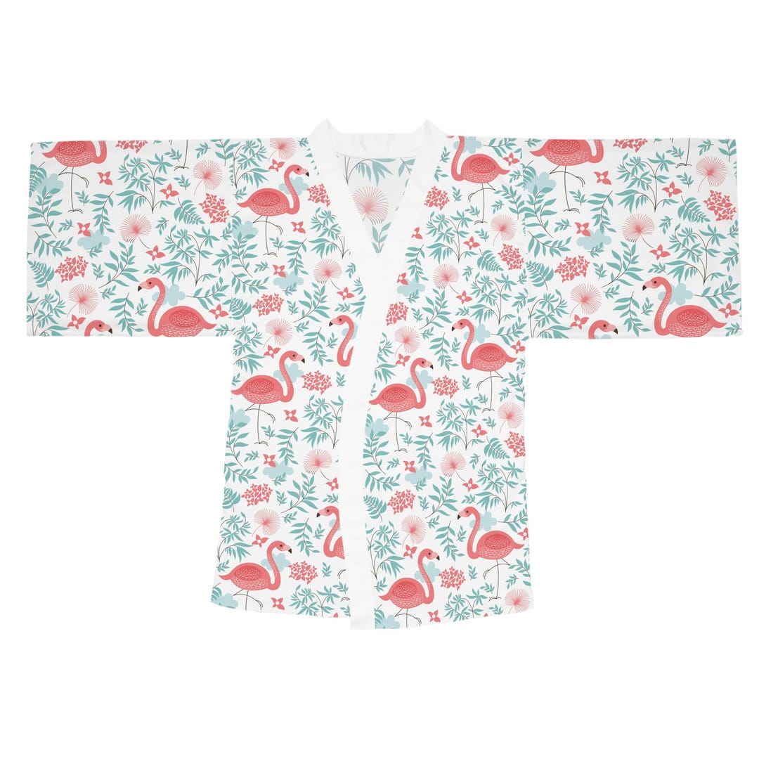 Pink Flamingo Floral Kimono Robe - Etsy