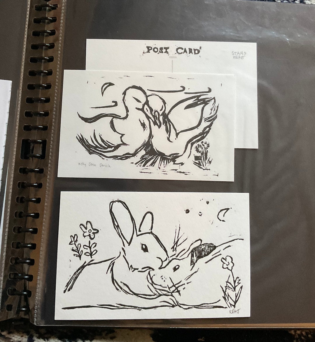 Animal Post Cards Linocut Illustrations - Etsy