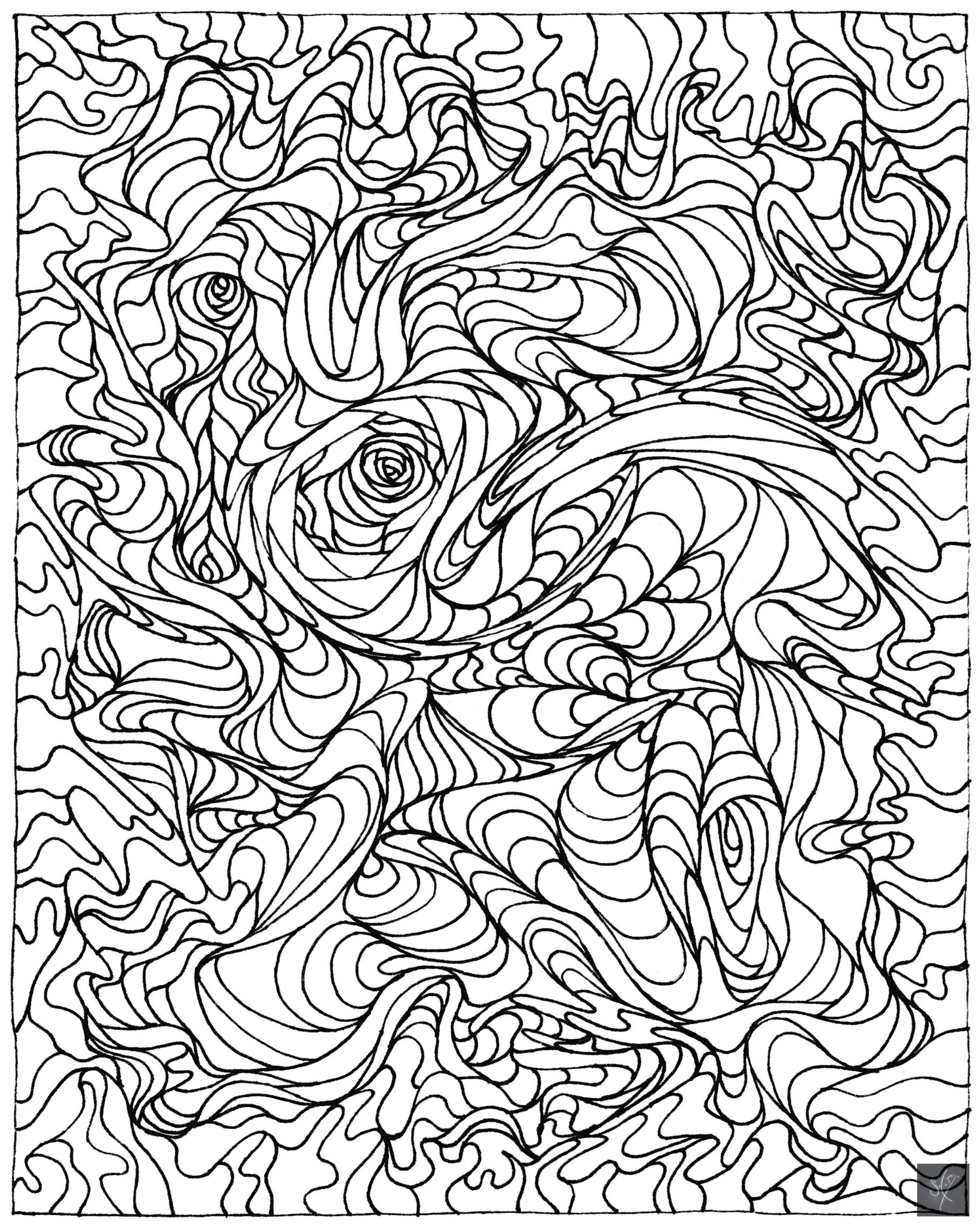 Digital Downloadable Coloring Page Art Print Hand Drawn Swirl 8x10 ...