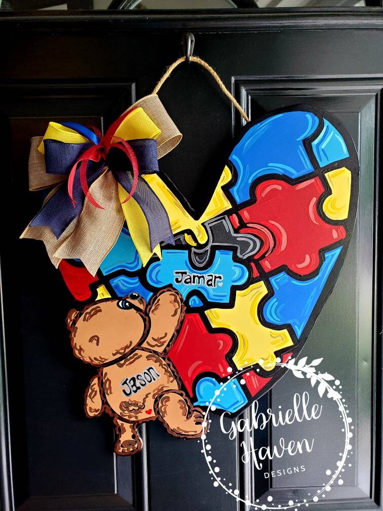 Autism Door Hanger Autism Awareness Autism Wreath Puzzle | Etsy Autism Door Hanger Autism Awareness Autism Wreath Puzzle | Etsy
