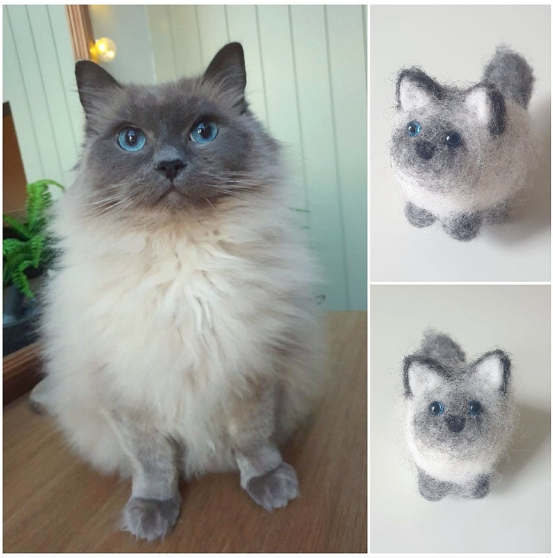 Custom Needle Felted Cat Miniature Felt Animal Made to Order | Etsy UK