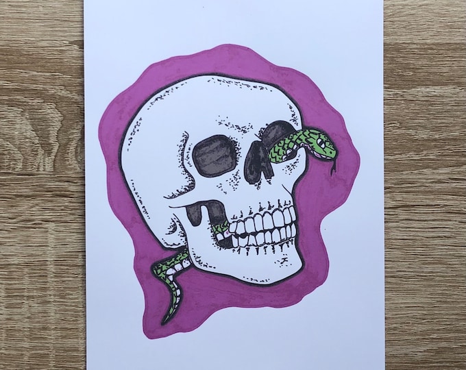 Neon Bones 8 X 10 Art Print Graphic Pink Illustration Punk Feminist ...