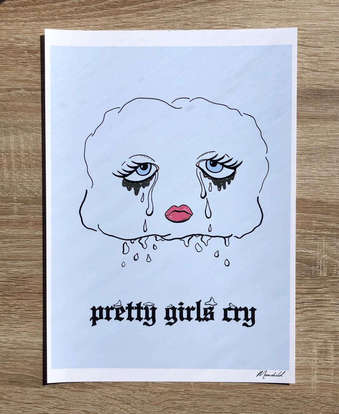 Pretty Girls Cry | A4 Art Print | Giclée Art | Self Love Art | Crying ...
