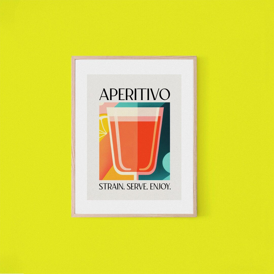 Aperitivo Sipping Vintage Cocktails Bar Art | Retro Cocktail Poster ...