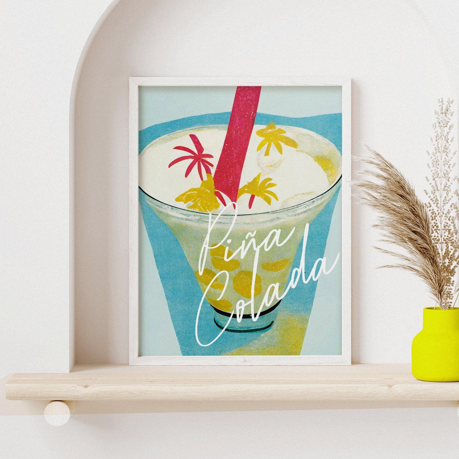 Pina Colada Retro Cocktail Poster Beach Bar Prints Vintage Drinks ...