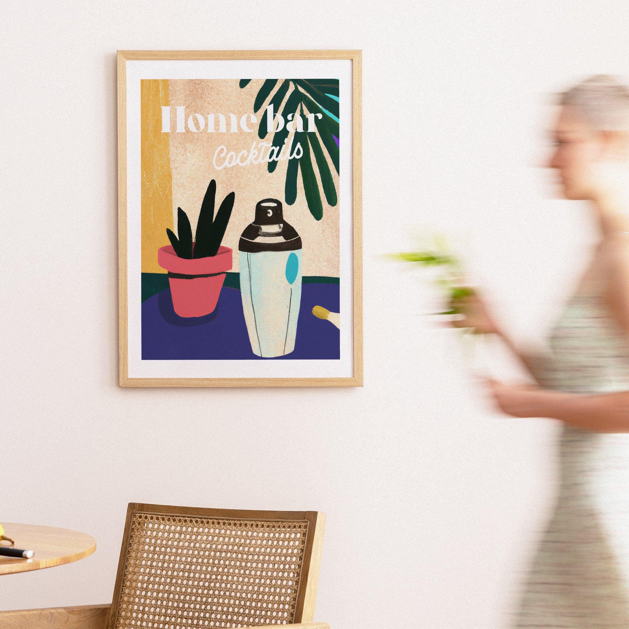 Home Bar Cocktail Shaker Cocktail Poster Retro Bar Wall Art - Etsy