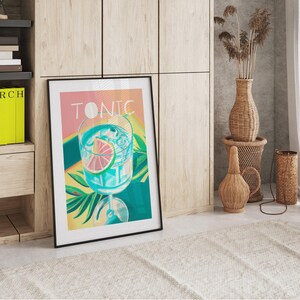 Tropical Tonic Cocktail Poster | Retro Bar Wall Art | Recipe ...