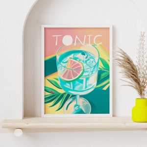 Tropical Tonic Cocktail Poster | Retro Bar Wall Art | Recipe ...