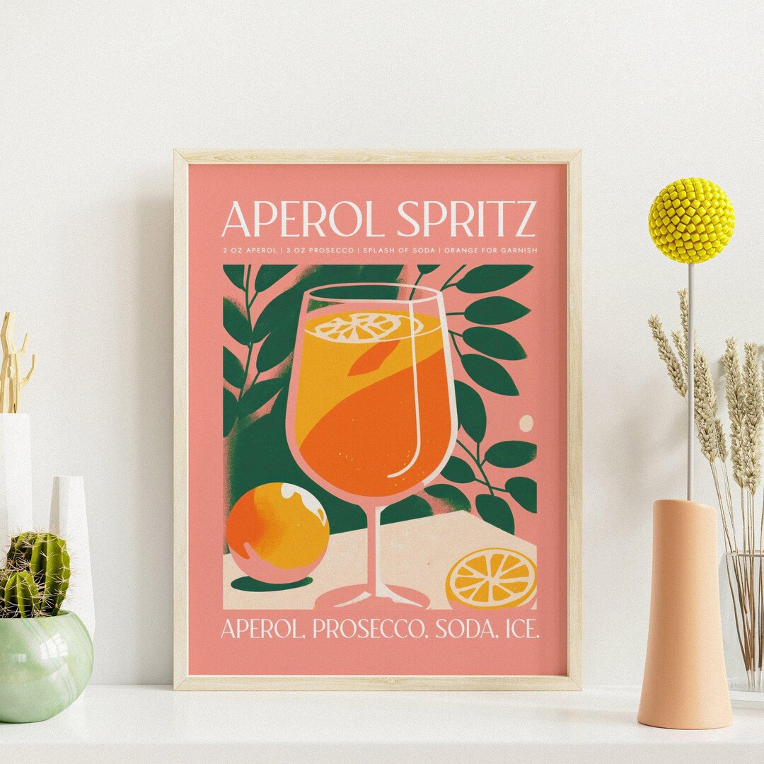 Tropic Aperol Spritz Cocktail Pink Mediterranean Sunset Bar | Retro ...