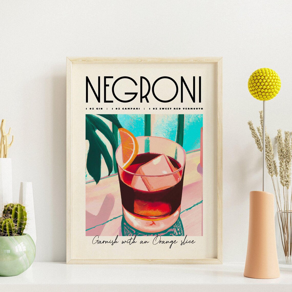 Iconic Negroni Cocktail Poster Retro Bar Wall Art Negroni - Etsy