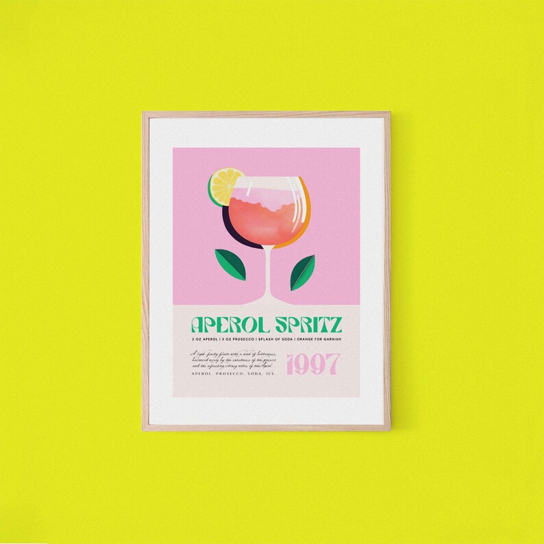 Aperol Spritz 1997 Cocktail Classic Pink Retro Cocktail - Etsy