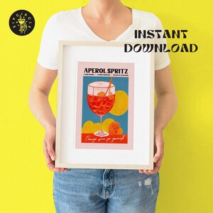 Retro Aperol Spritz Poster Aperol Pink View Homebar | Kitchen Bar ...