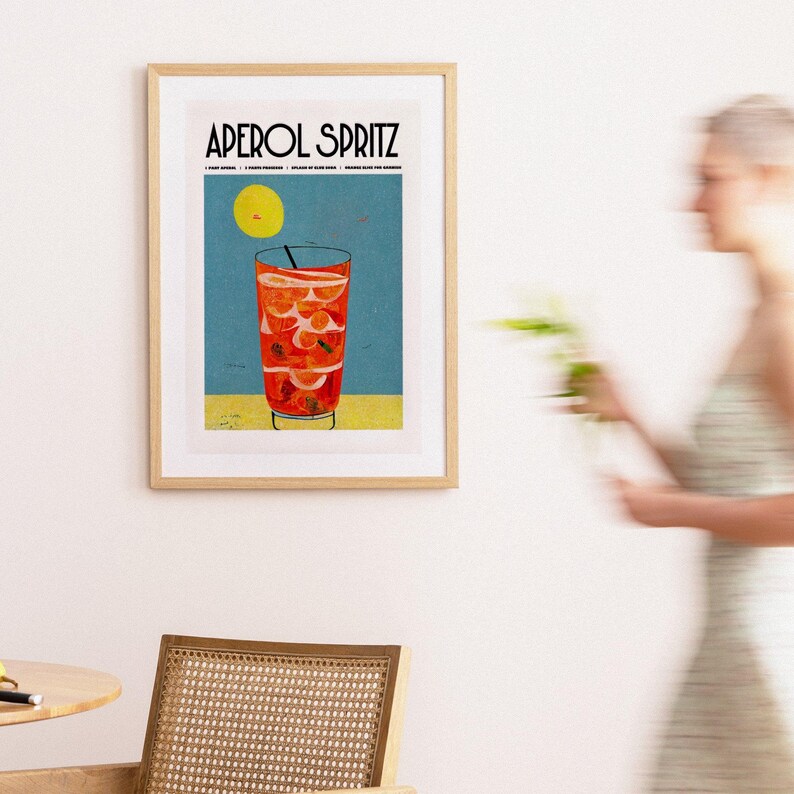 Retro Aperol Spritz Poster Sunshine Homebar Kitchen Bar - Etsy