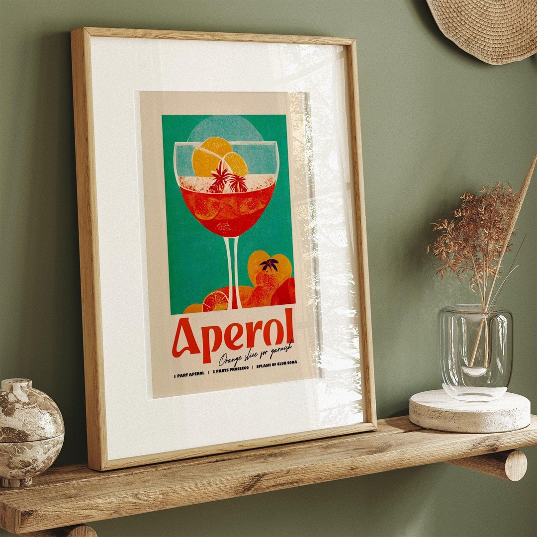 Retro Aperol Spritz Poster Holiday Print Homebar | Kitchen Bar Prints ...