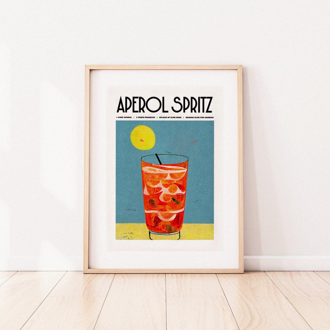 Retro Aperol Spritz Poster Sunshine Homebar Kitchen Bar - Etsy