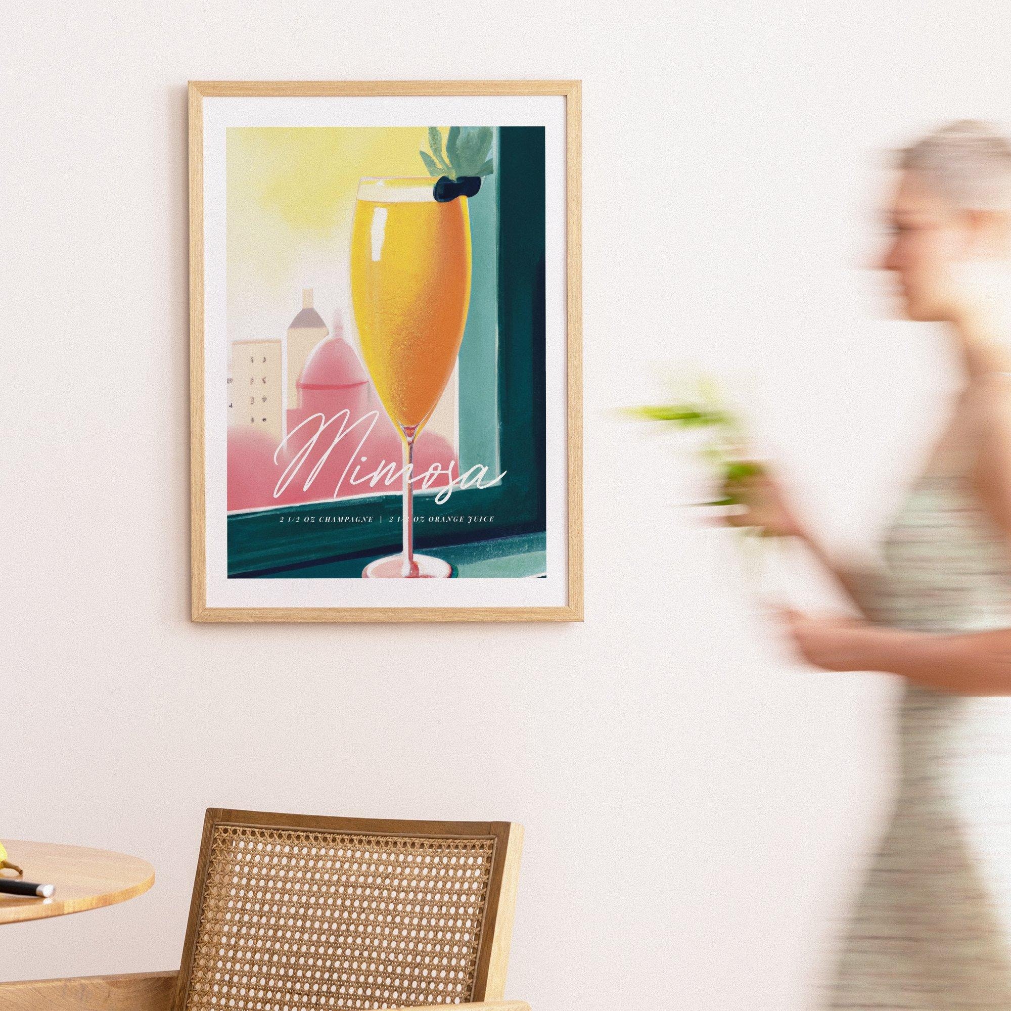 Mimosa Sunrise Cocktail Poster Retro Bar Wall Art Recipe Housewarming ...