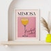 Mimosa Retro Cocktail Poster Breakfast Cocktail Pink Bar Prints Vintage ...