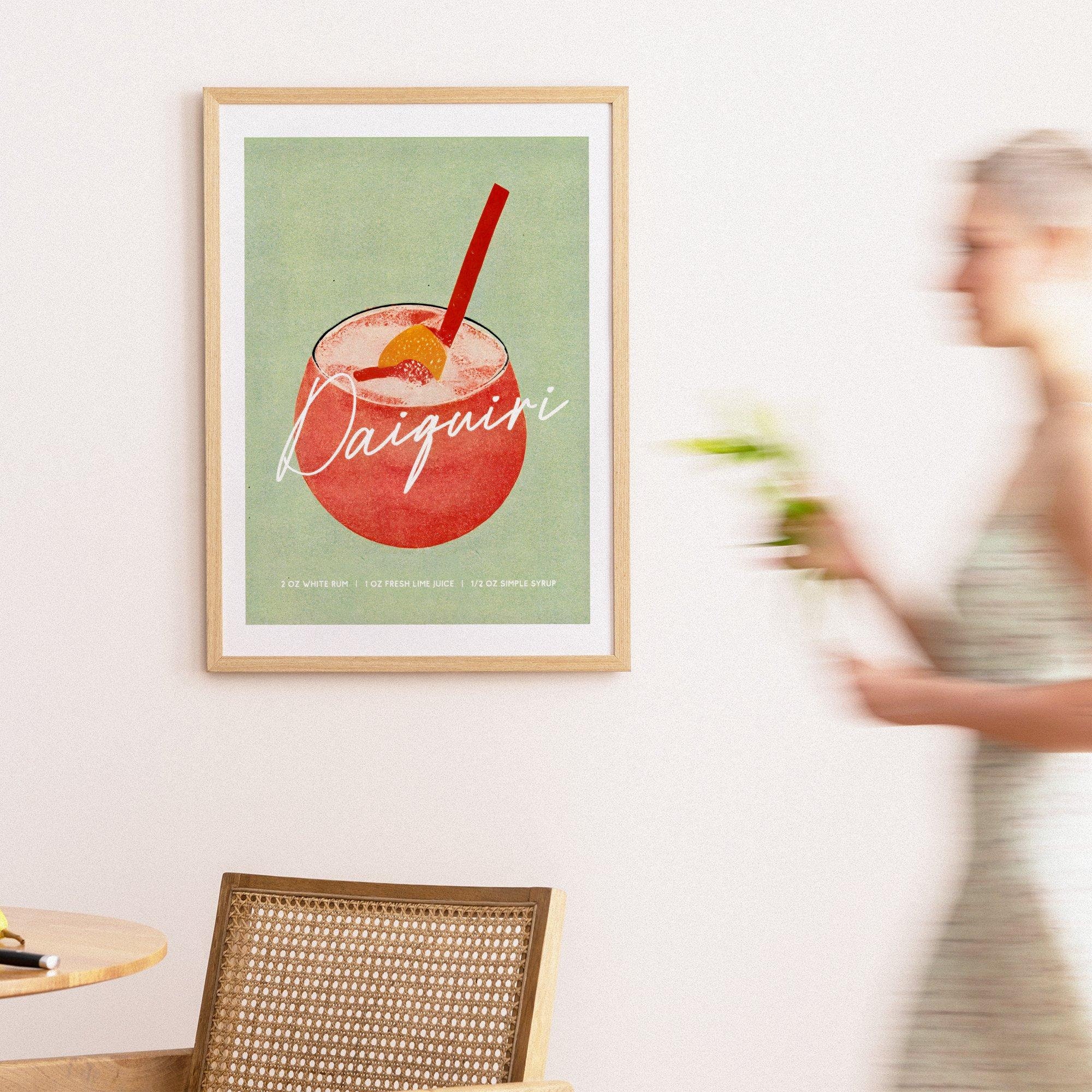 Daiquiri Retro Cocktail Poster Tropic Bowl Bar Prints Vintage Drinks ...