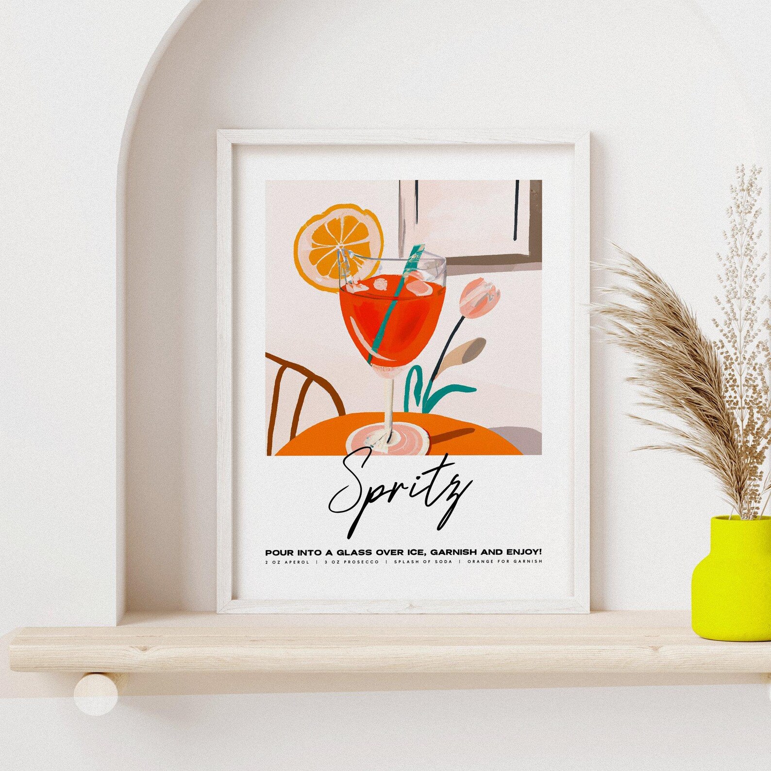 Aperol Spritz Pastel Spring Cocktail Poster Retro Bar Wall Art Aperol ...