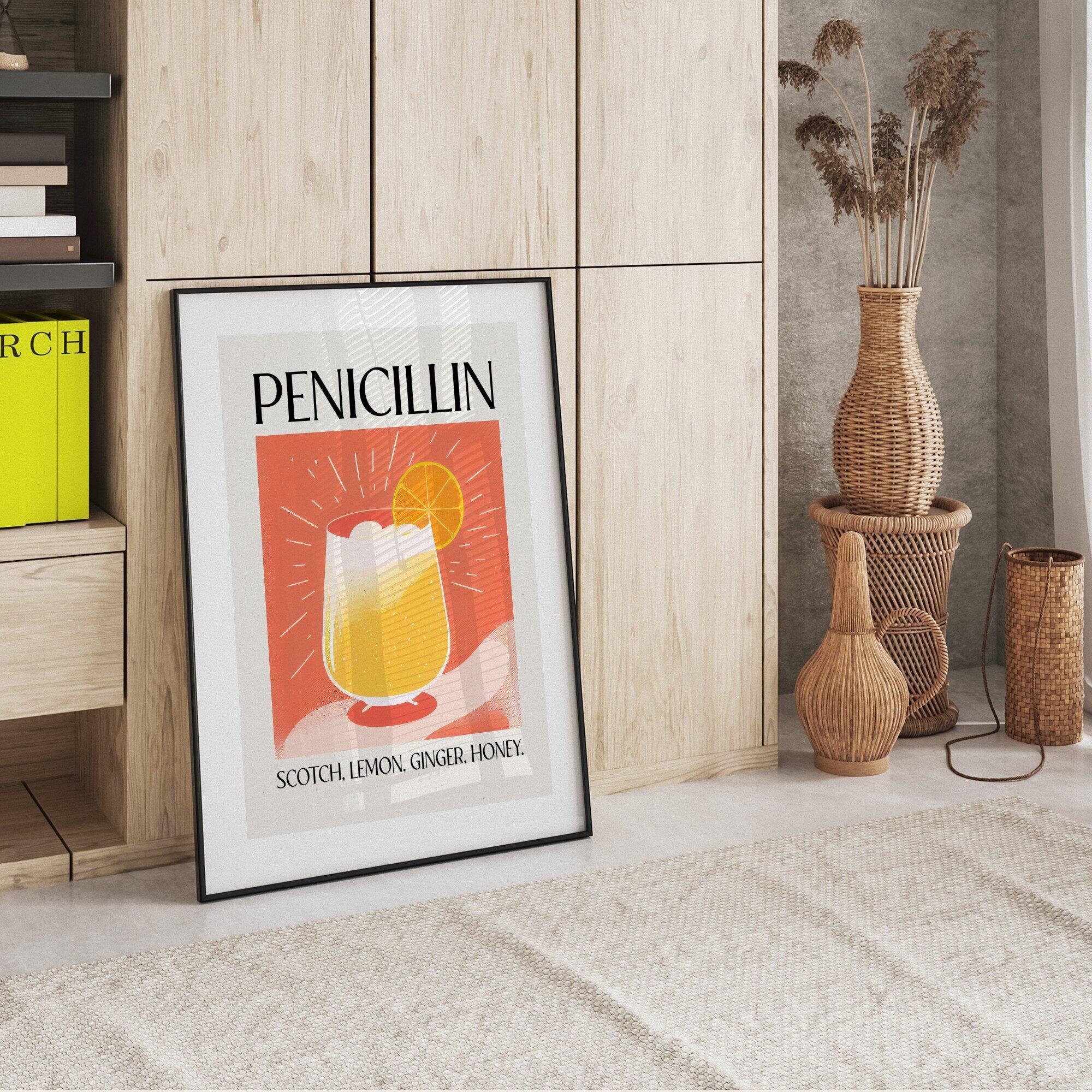 Penicillin Cocktail Recipe Orange Morning Art Retro Cocktail Poster ...