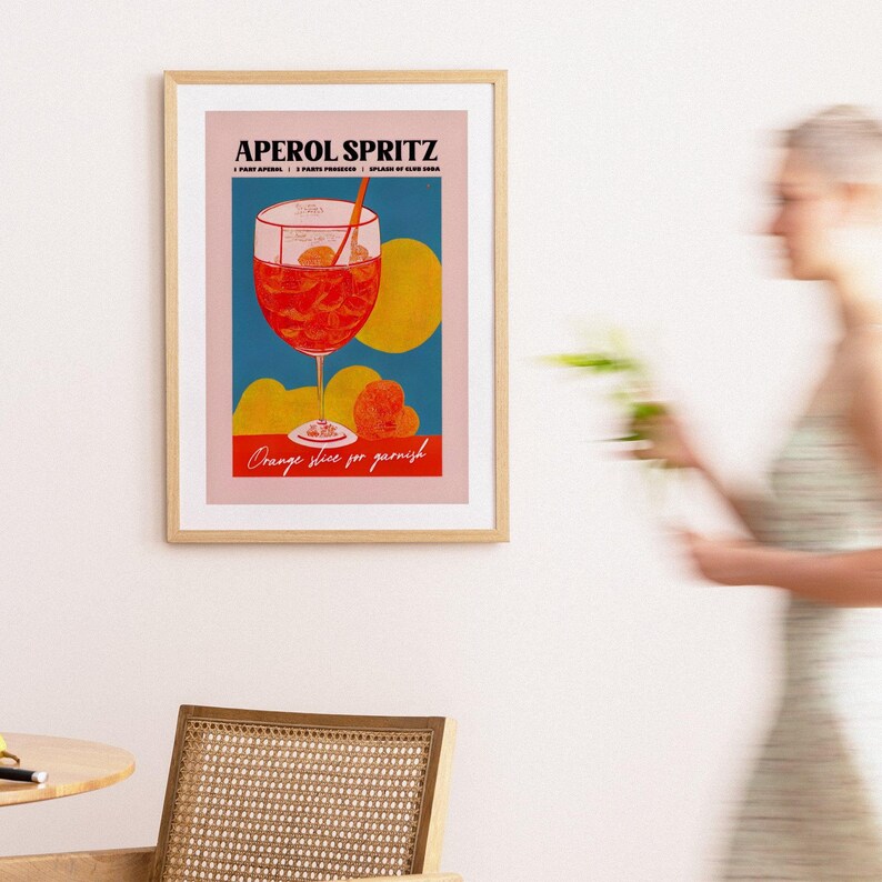 Retro Aperol Spritz Poster Aperol Pink View Homebar Kitchen - Etsy